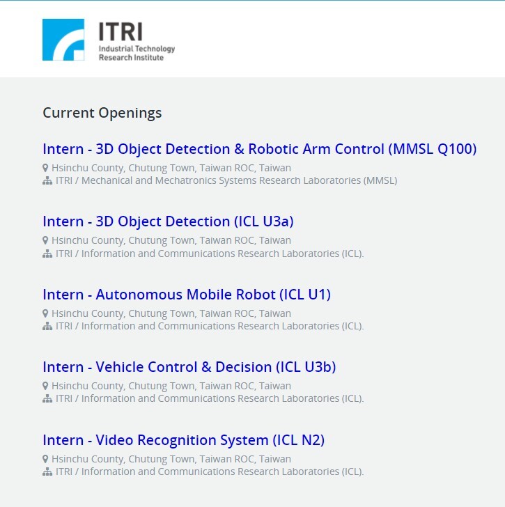 2022 ITRI INTERNSHIP PROGRAM FOR INTERNATION STUDENTS
